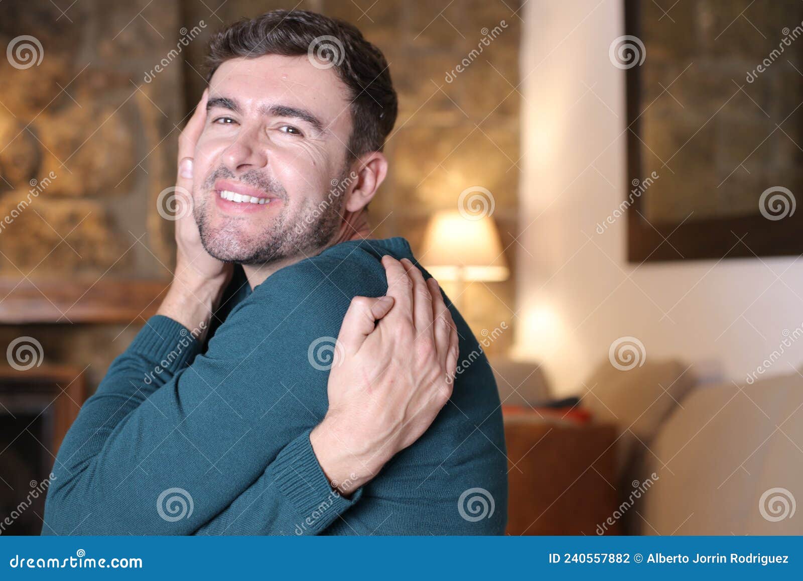 Isolated Man Showing Self Love Stock Photo - Image of person, holding ...