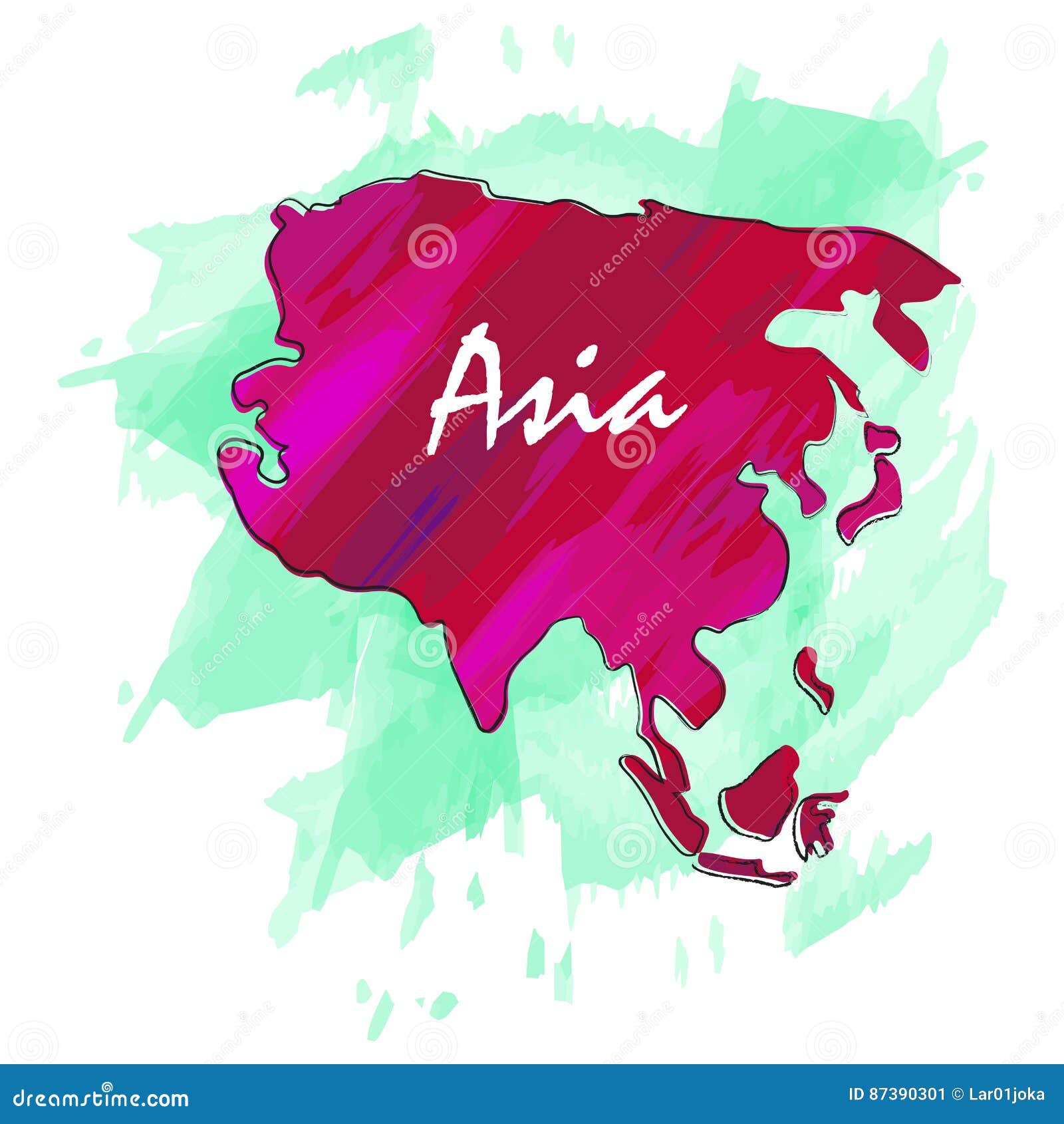 Isolated map of Asia stock vector. Illustration of cartography - 87390301