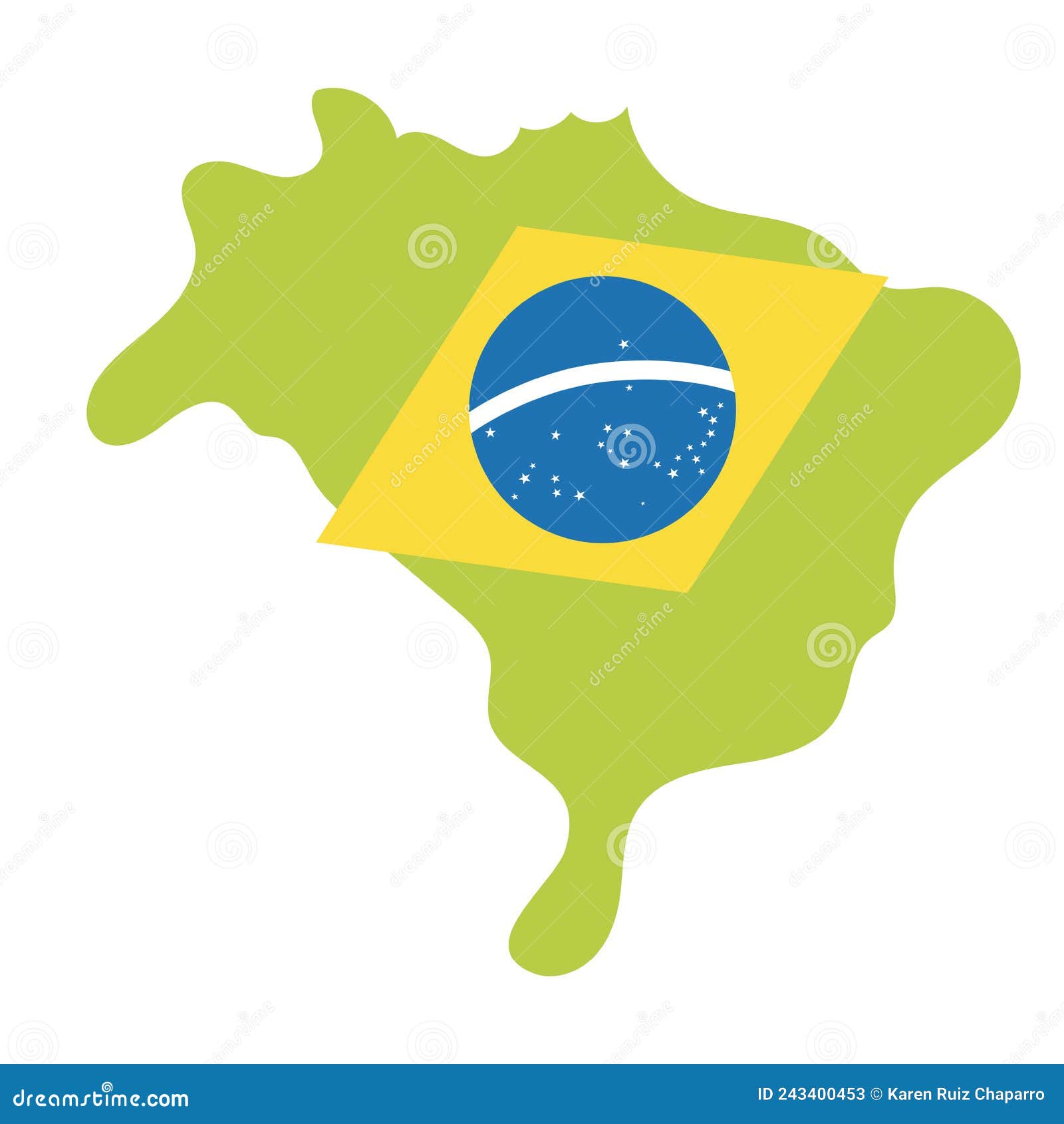 Isolated Map of Brazil with Its Flag Vector Stock Vector - Illustration ...