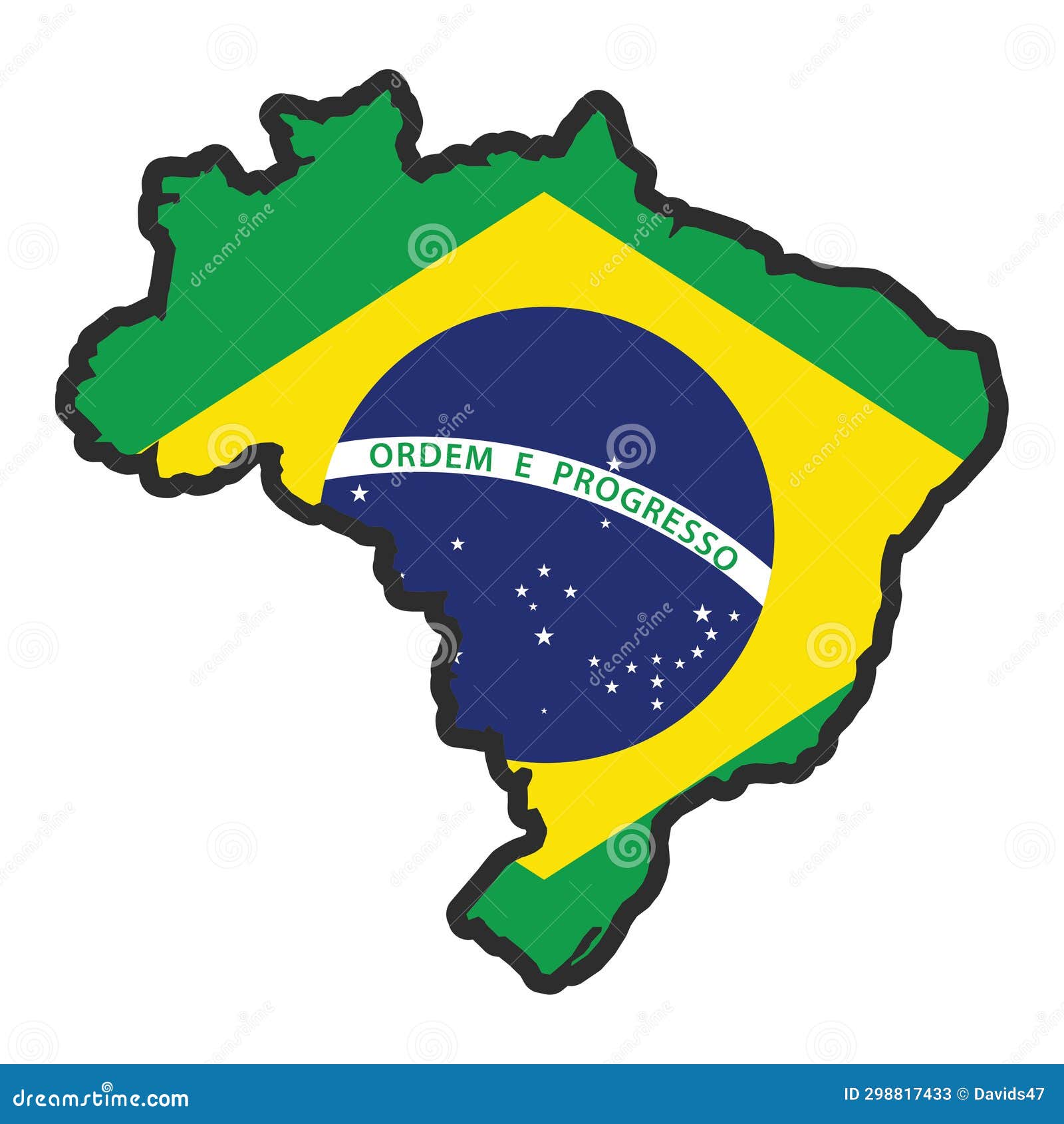 Isolated Map of Brazil with Its Flag Vector Stock Vector - Illustration ...