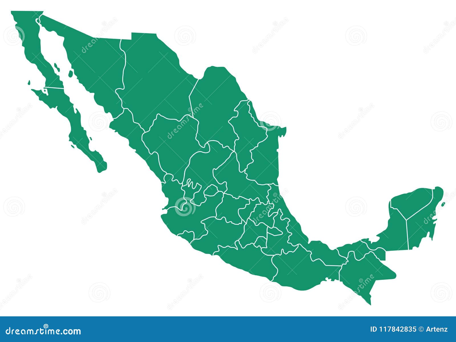 Isolated Map of IMexico with Regions Stock Illustration - Illustration ...