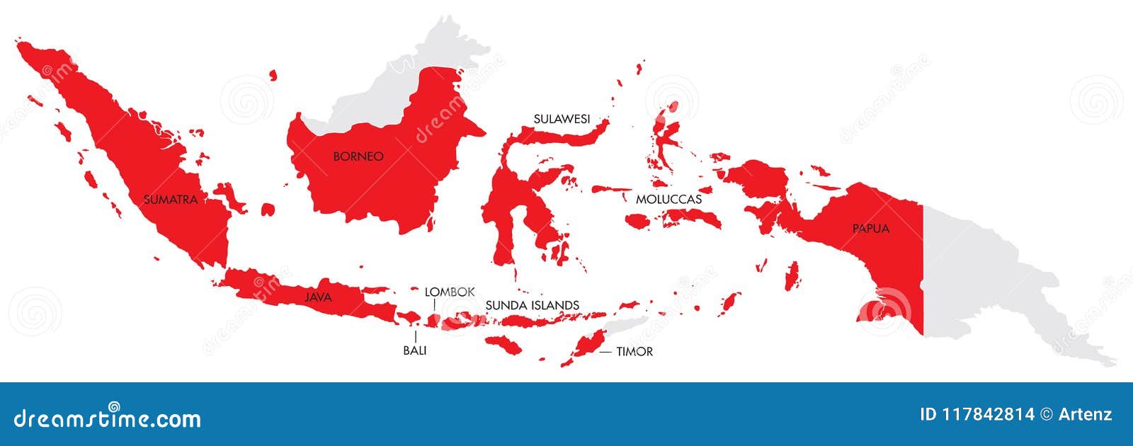 Isolated Map of Indonesia with Regionsred Stock Vector - Illustration ...