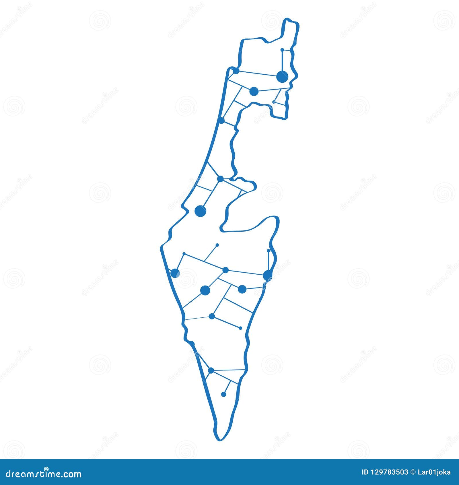 Isolated map of Israel stock vector. Illustration of cartography ...