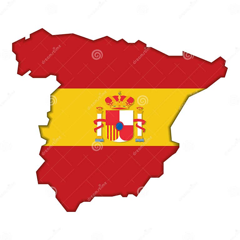 Isolated Map of Spain with Flag Vector Stock Vector - Illustration of ...