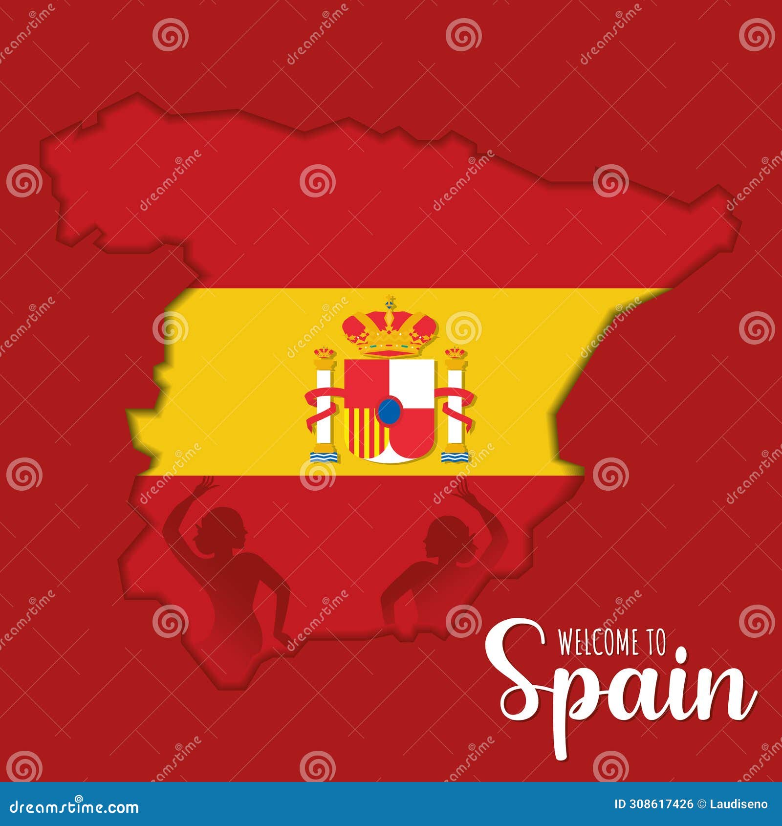 Isolated Map of Spain with Flag Vector Stock Vector - Illustration of ...