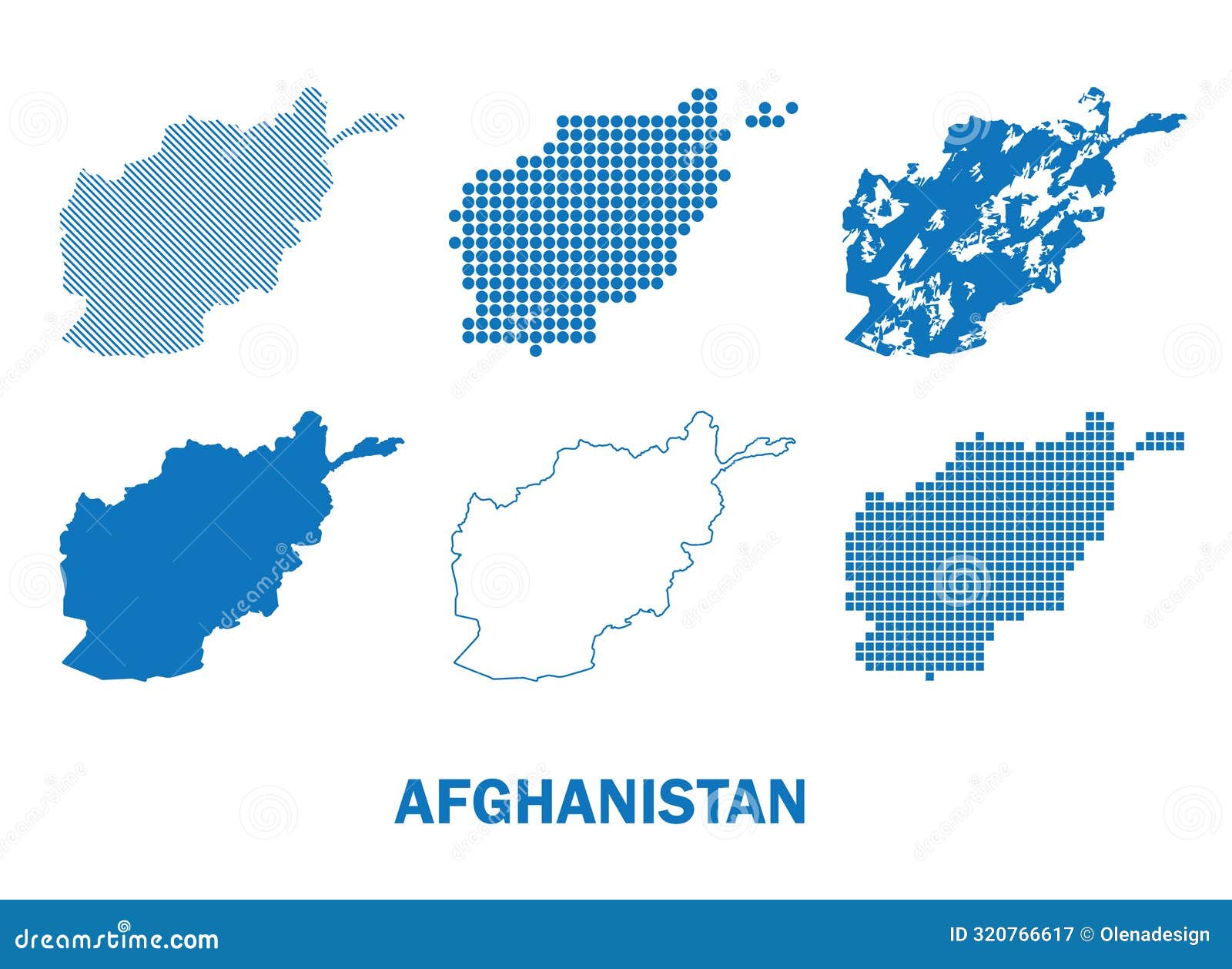 Isolated Maps of Afghanistan - Vector Set of Silhouettes in Different ...