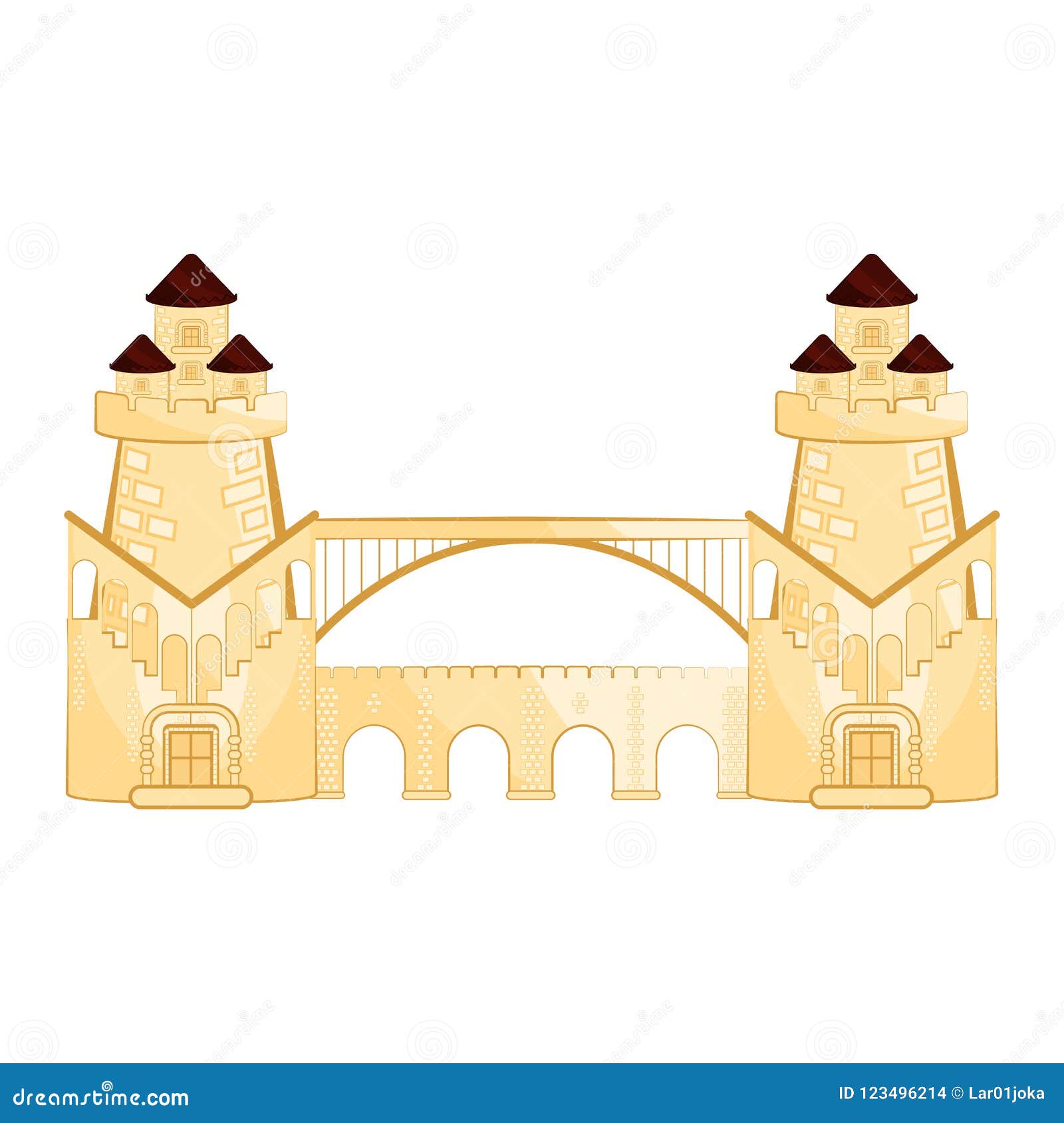 Isolated Medieval Bridge Building Stock Vector - Illustration of royal ...