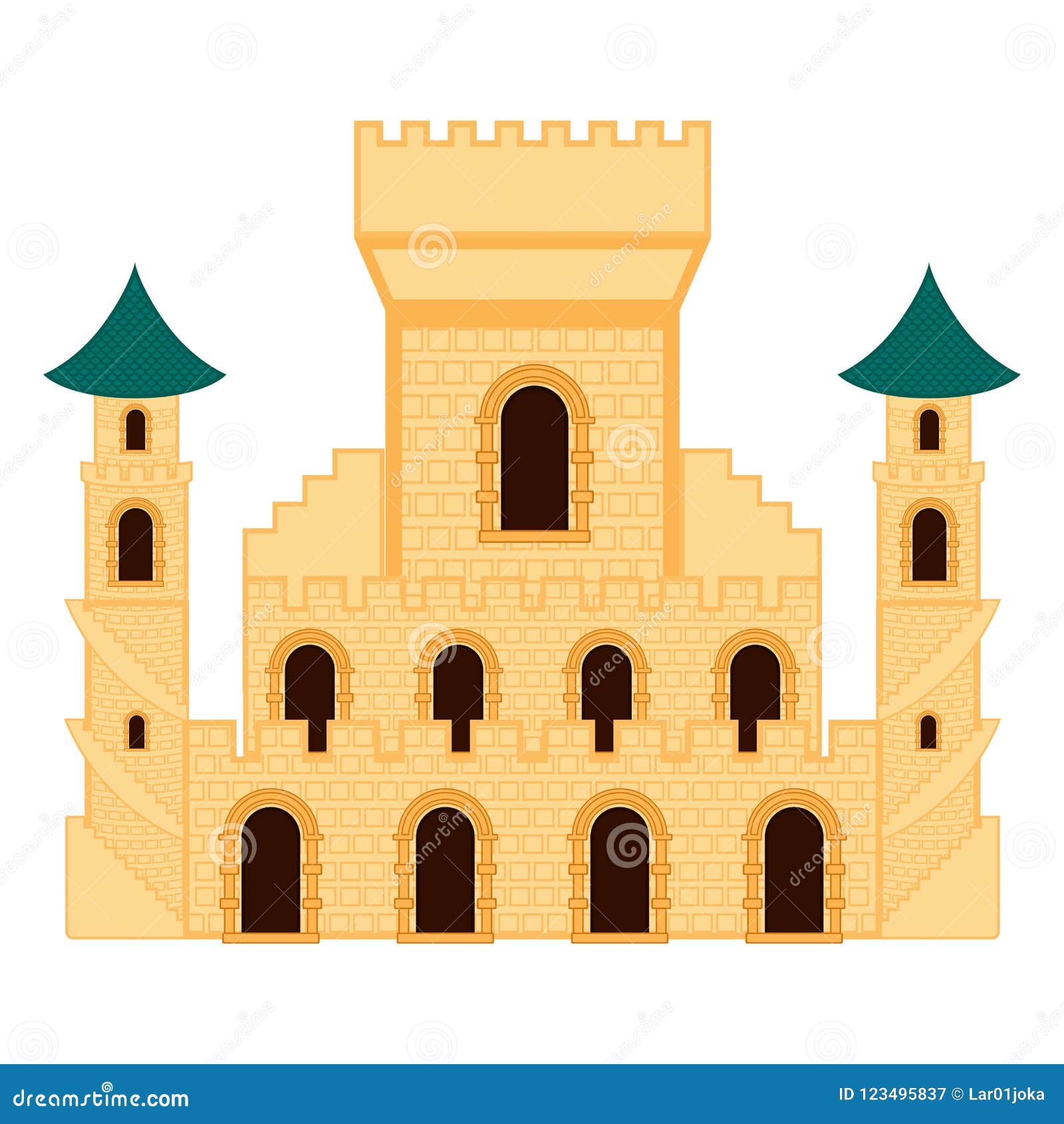 Isolated Medieval Castle Building Stock Vector - Illustration of town ...