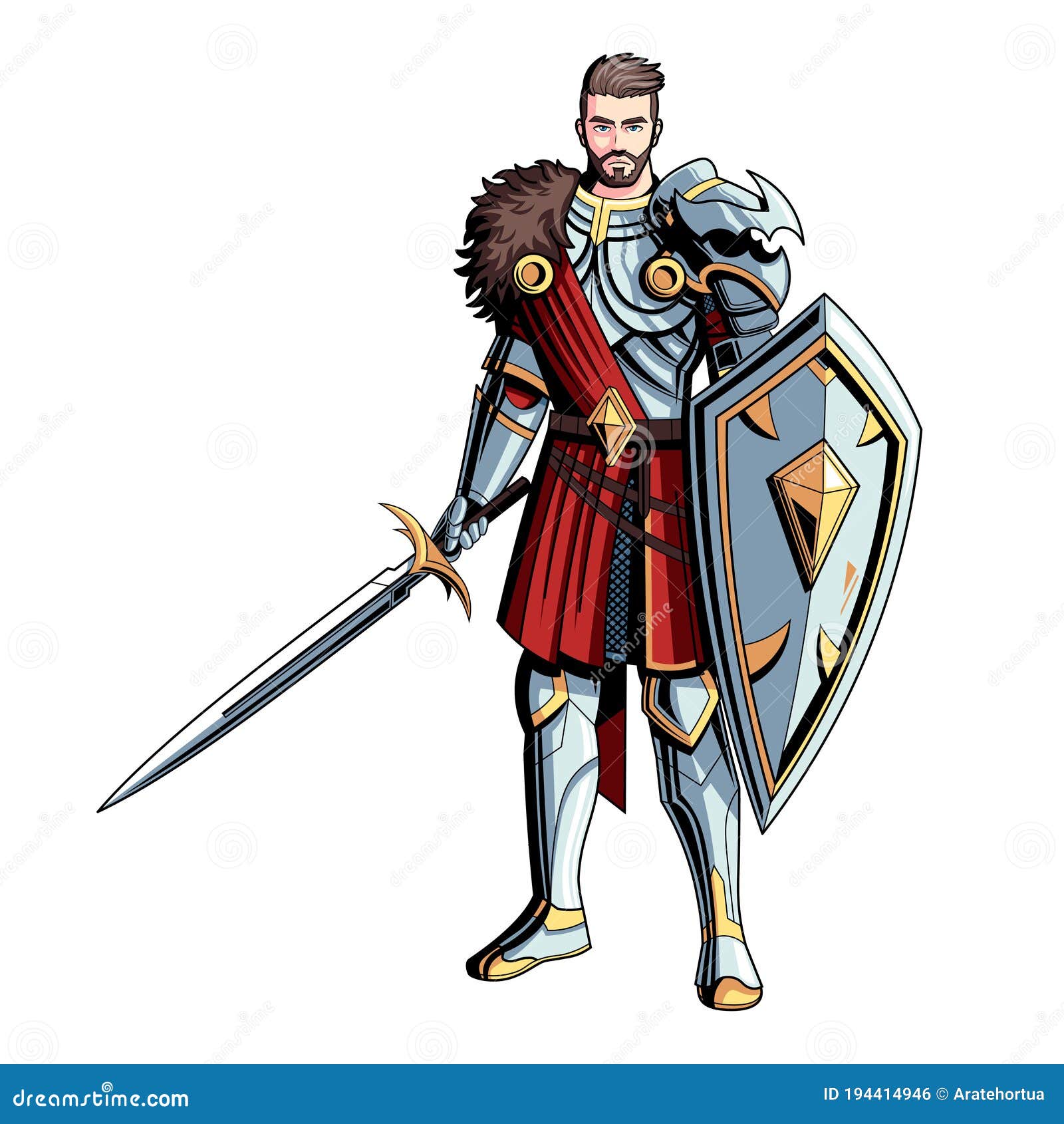 Isolated medieval warrior stock vector. Illustration of power - 194414946