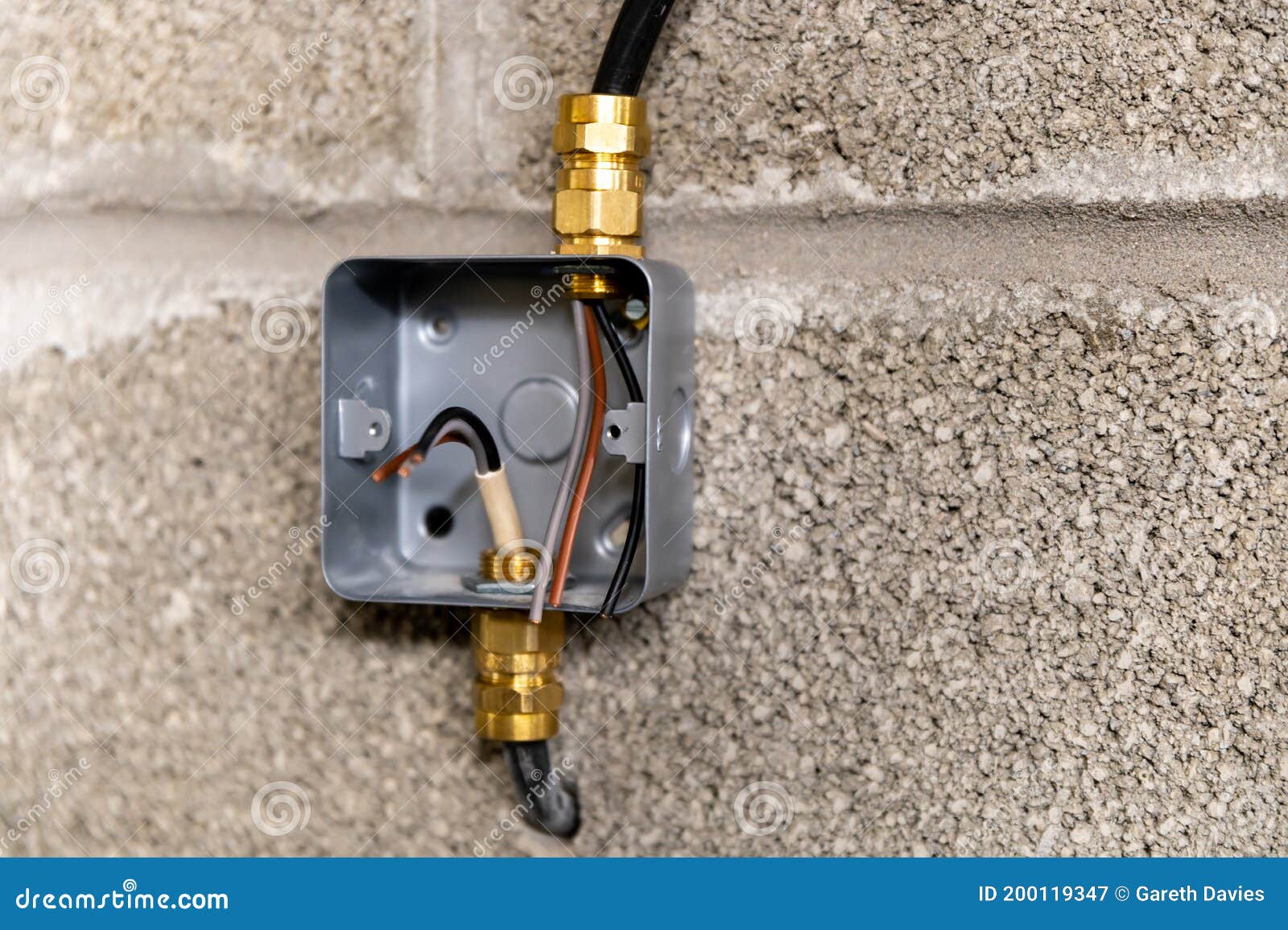 Isolated Metal Box Socket Outer Case on Garage Wall Ready To Be Wired ...