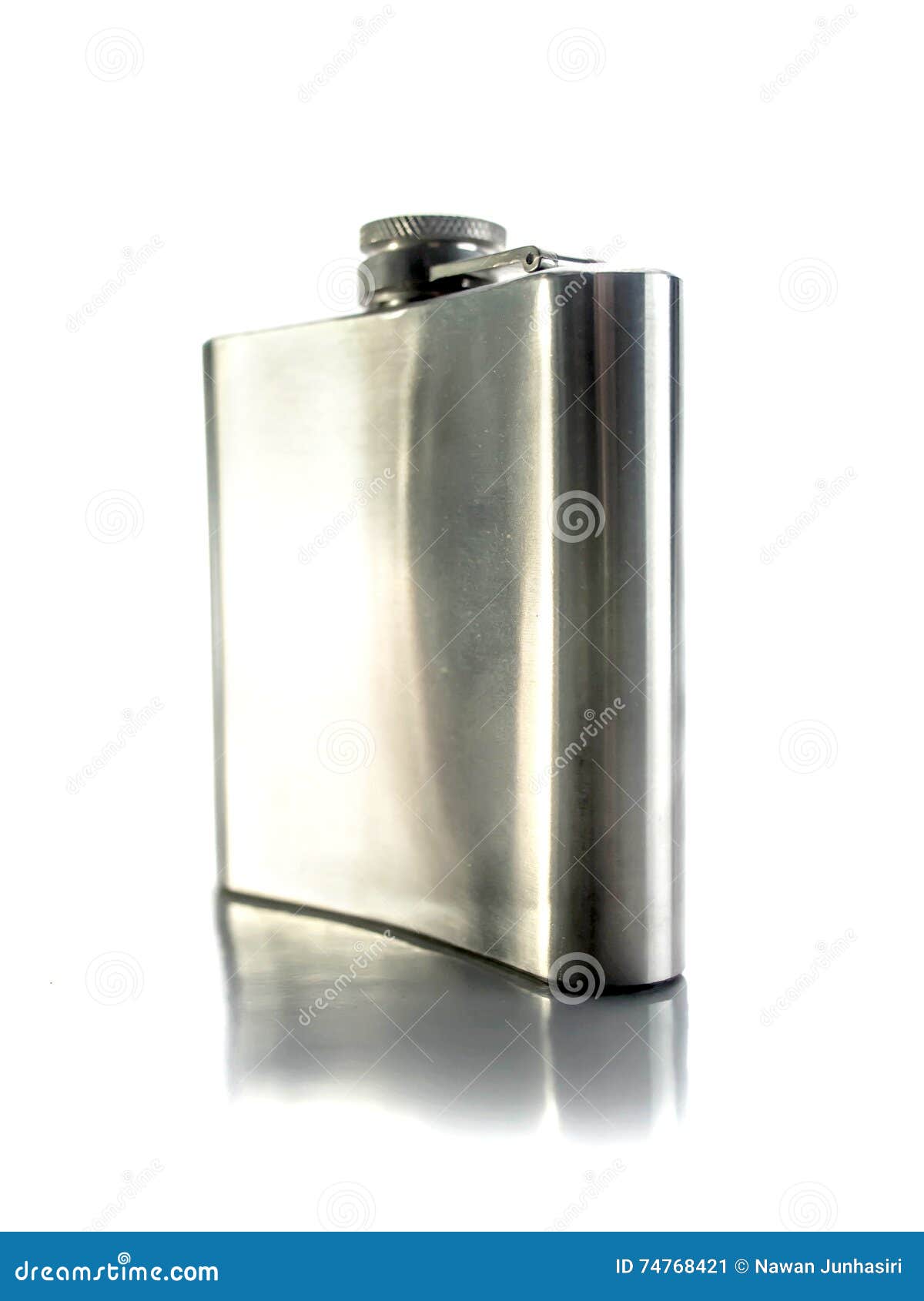 Isolated metal flask stock image. Image of whiskey, brandy - 74768421