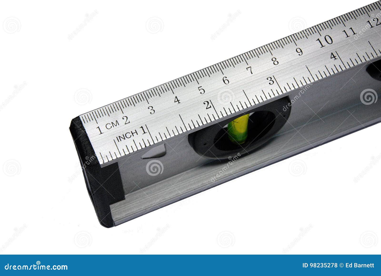Isolated Metal Ruler and Level on White Background Stock Photo - Image ...