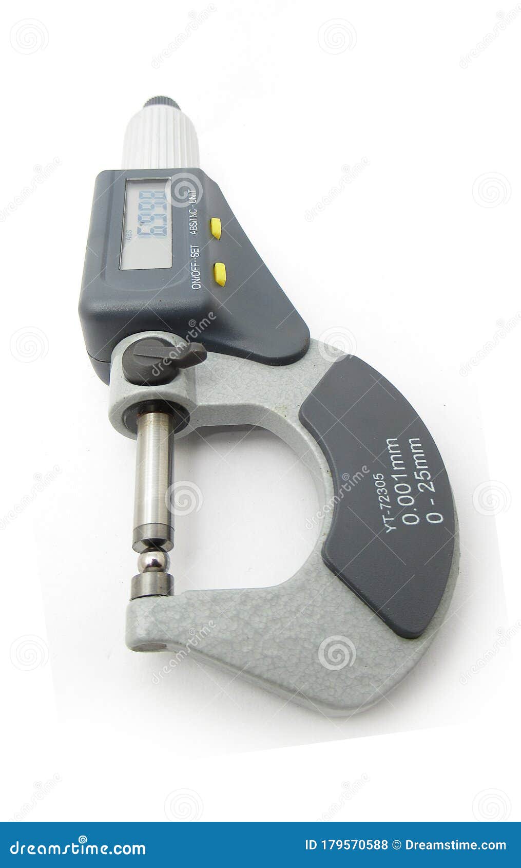 A Isolated Micrometer with a Digital Display,Located on White ...
