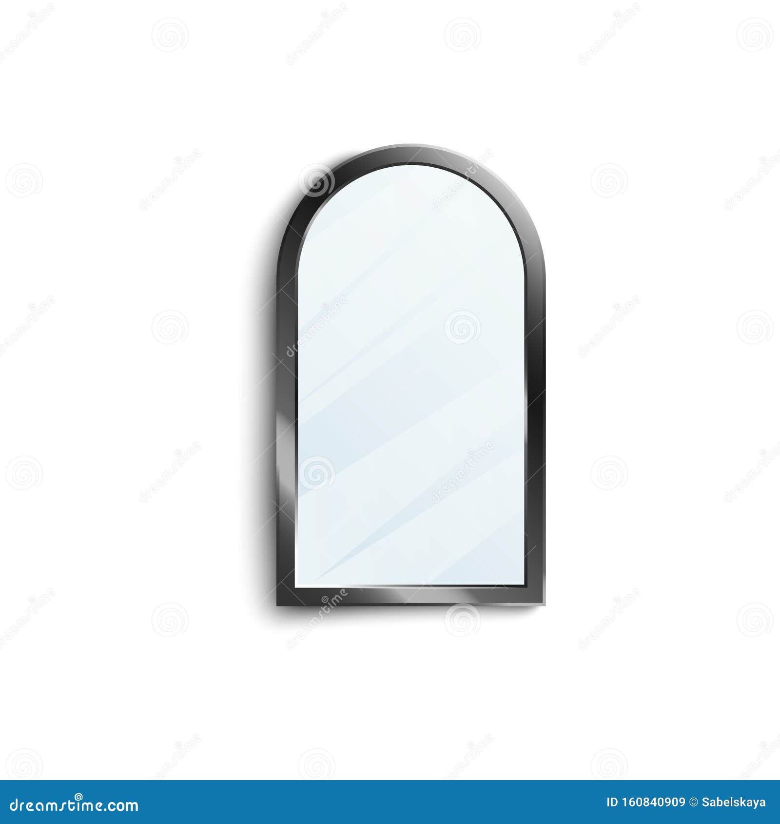 Isolated Mirror with Black Shiny Frame Isolated on White Background ...