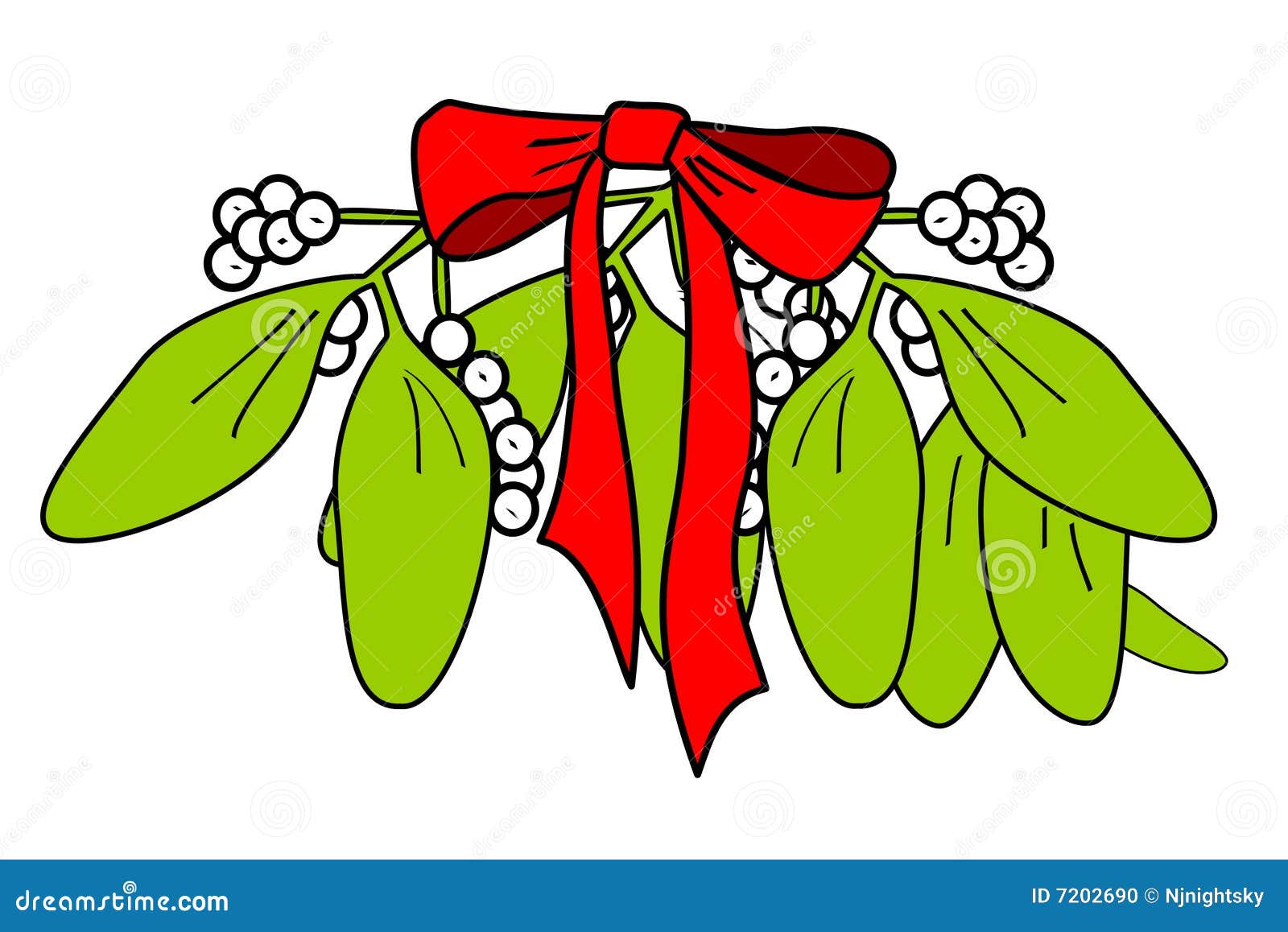 Isolated Mistletoe with Red Ribbon Stock Vector - Illustration of white ...