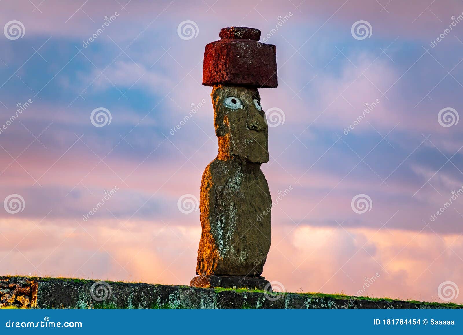 Moai Pukao On Easter Island Rapa Nui, Chile Royalty-Free Stock ...