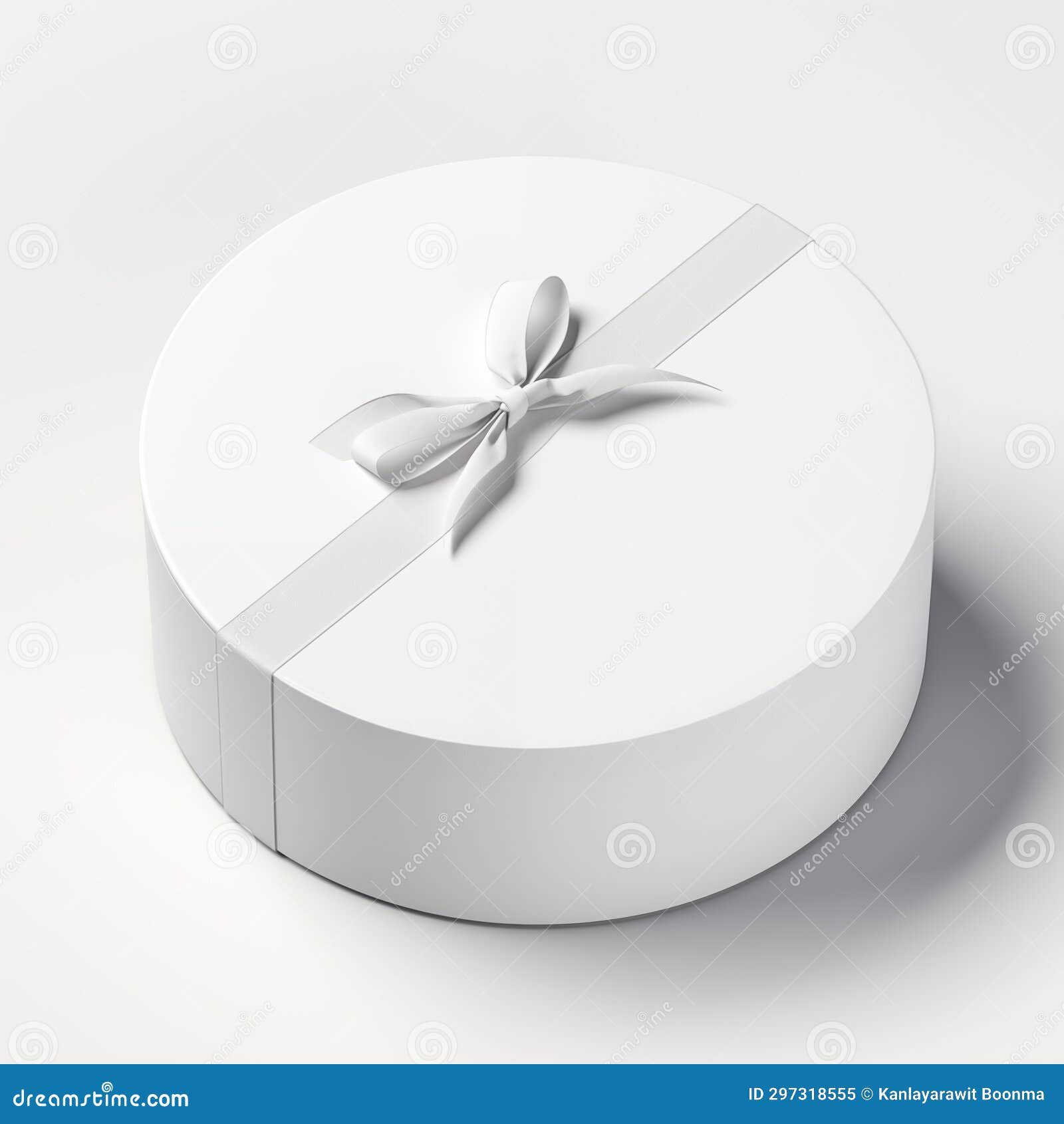 Isolated Mockup White Gift Box with Ribbon on White Background. Plain ...