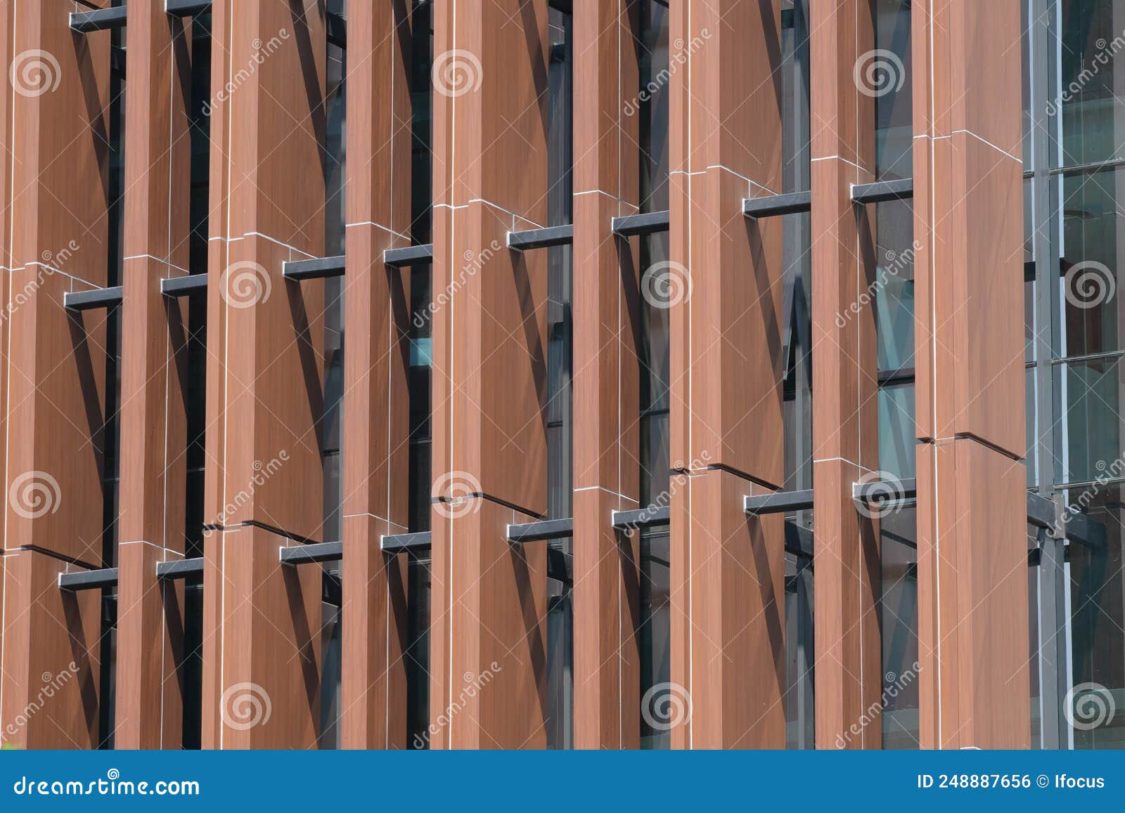 Modern Building Facade, Vertical Slats Stock Photo - Image of brown ...