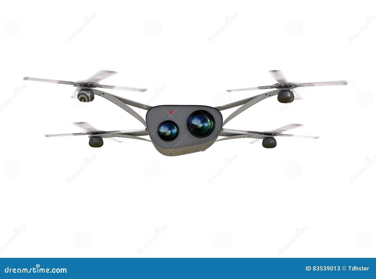 Isolated Modern Camera Drone in Flight, Front View of the Futuristic ...