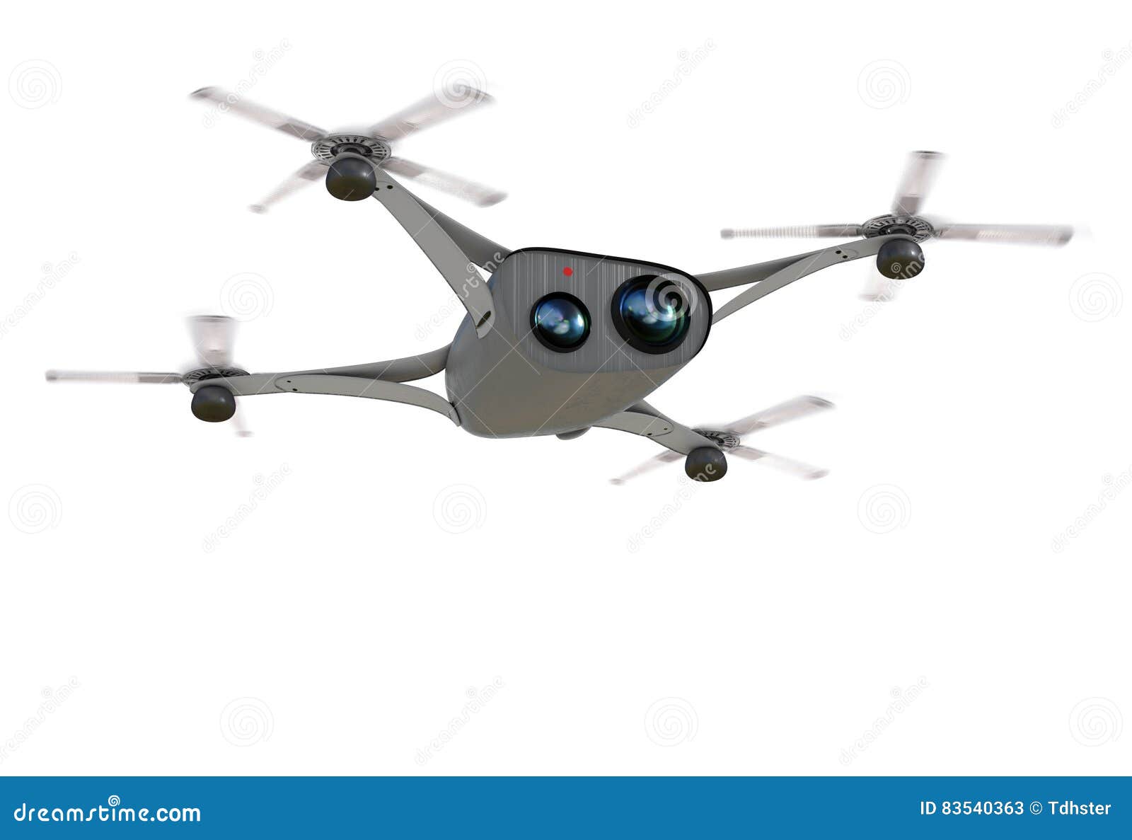 Isolated Modern Camera Drone in Flight, Front View of the Futuristic ...