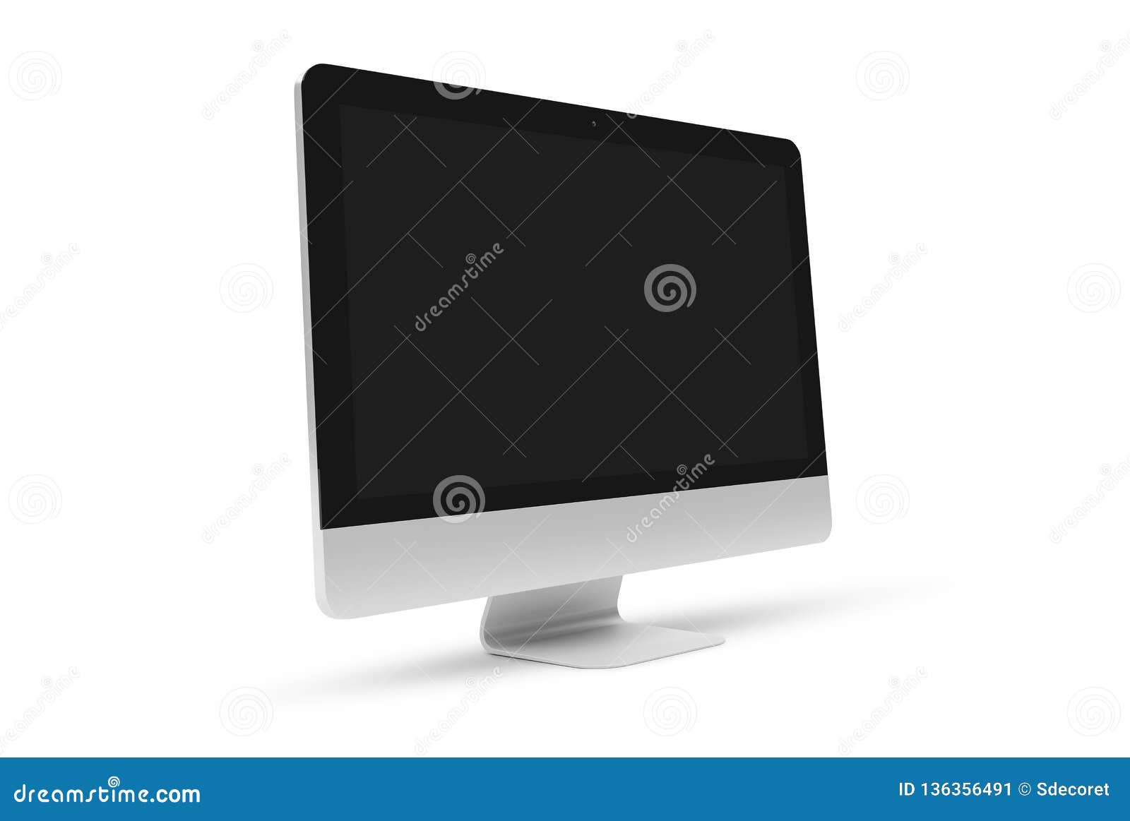 Isolated Modern Computer with Shadow Side View 3d Rendering Stock ...