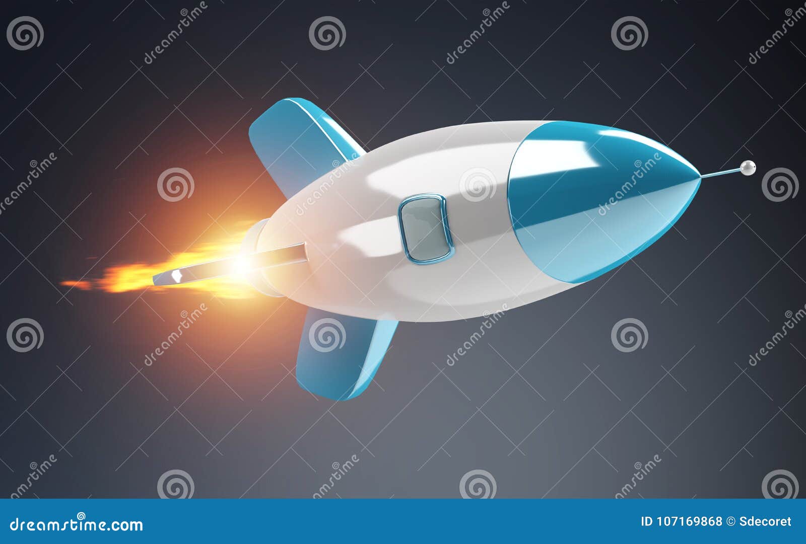 Isolated Modern Digital Rocket 3D Rendering Stock Illustration ...