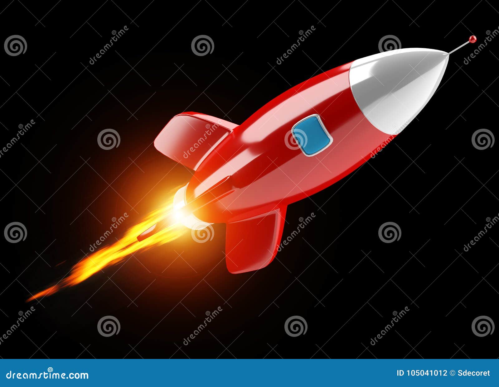 Isolated Modern Digital Rocket 3D Rendering Stock Illustration ...