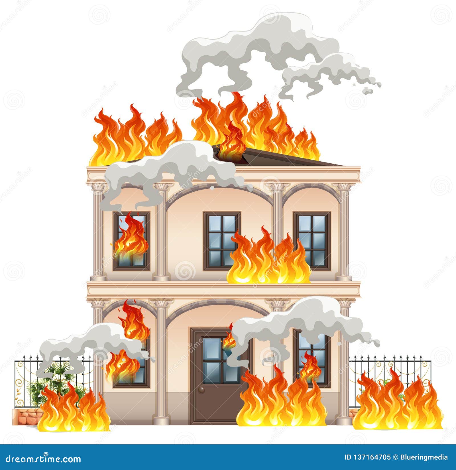 Isolated Modern House on Fire Stock Vector - Illustration of danger ...