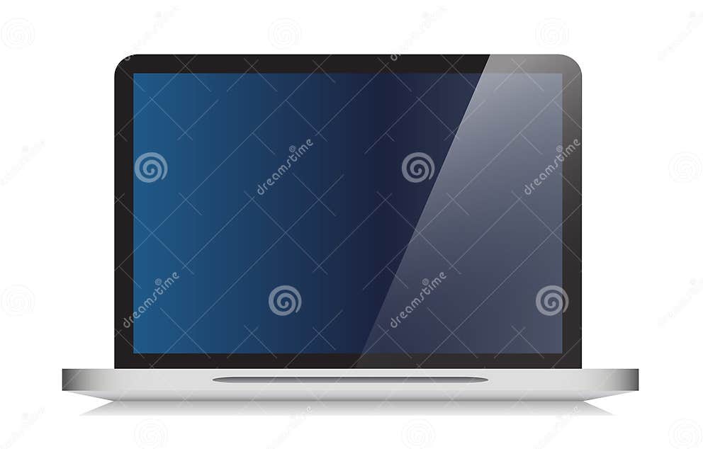 Isolated Modern Laptop, Glass Screen Stock Illustration - Illustration ...