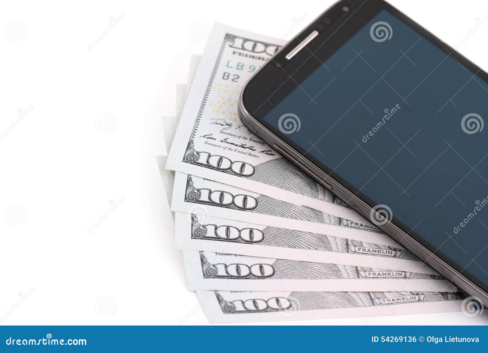 Isolated Money and Mobile Phone with Copy Space Stock Photo - Image of ...