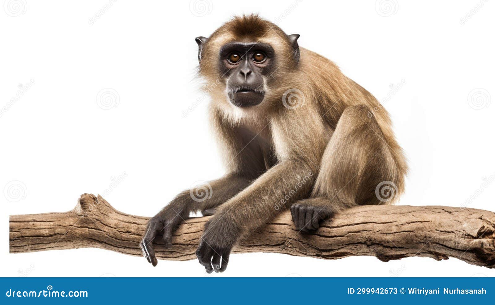 Isolated Monkey Sitting on Trunk. Monkey Sitting on a Tree. Generative ...
