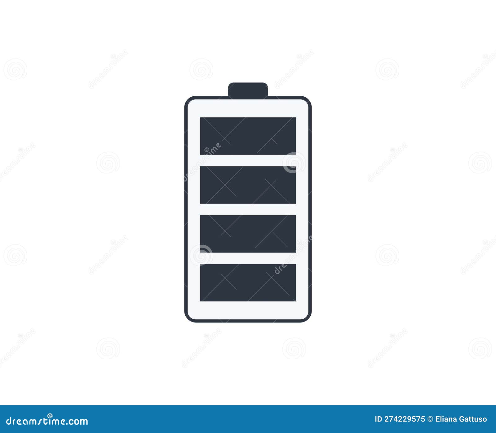Isolated Monochromatic Fully Charged Battery. Vector Illustrator. Stock ...