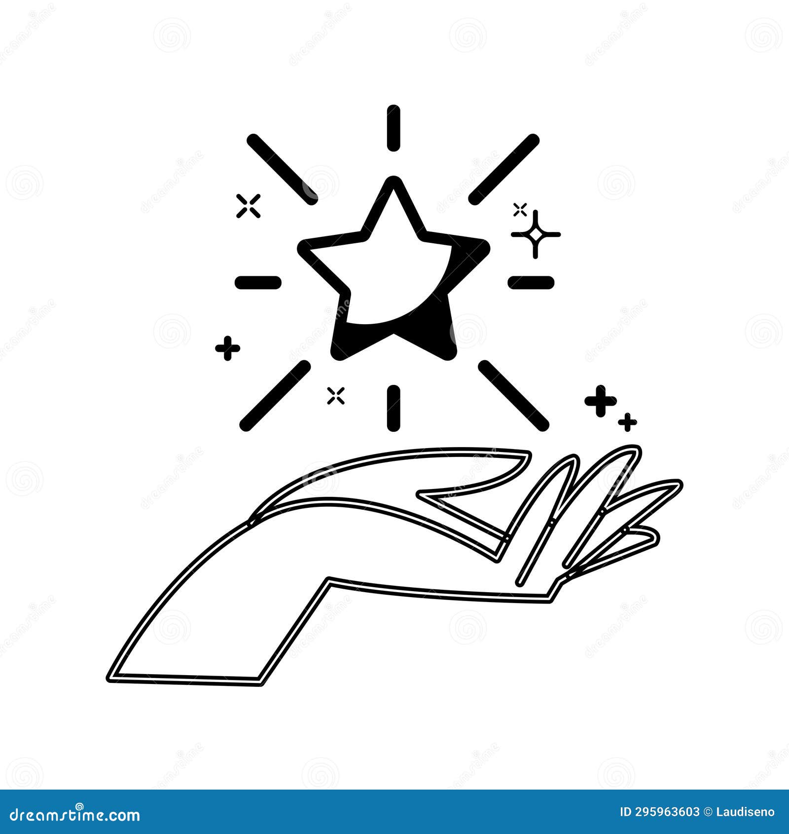 Isolated Monochrome Hand Holding a Star Icon Vector Stock Illustration ...