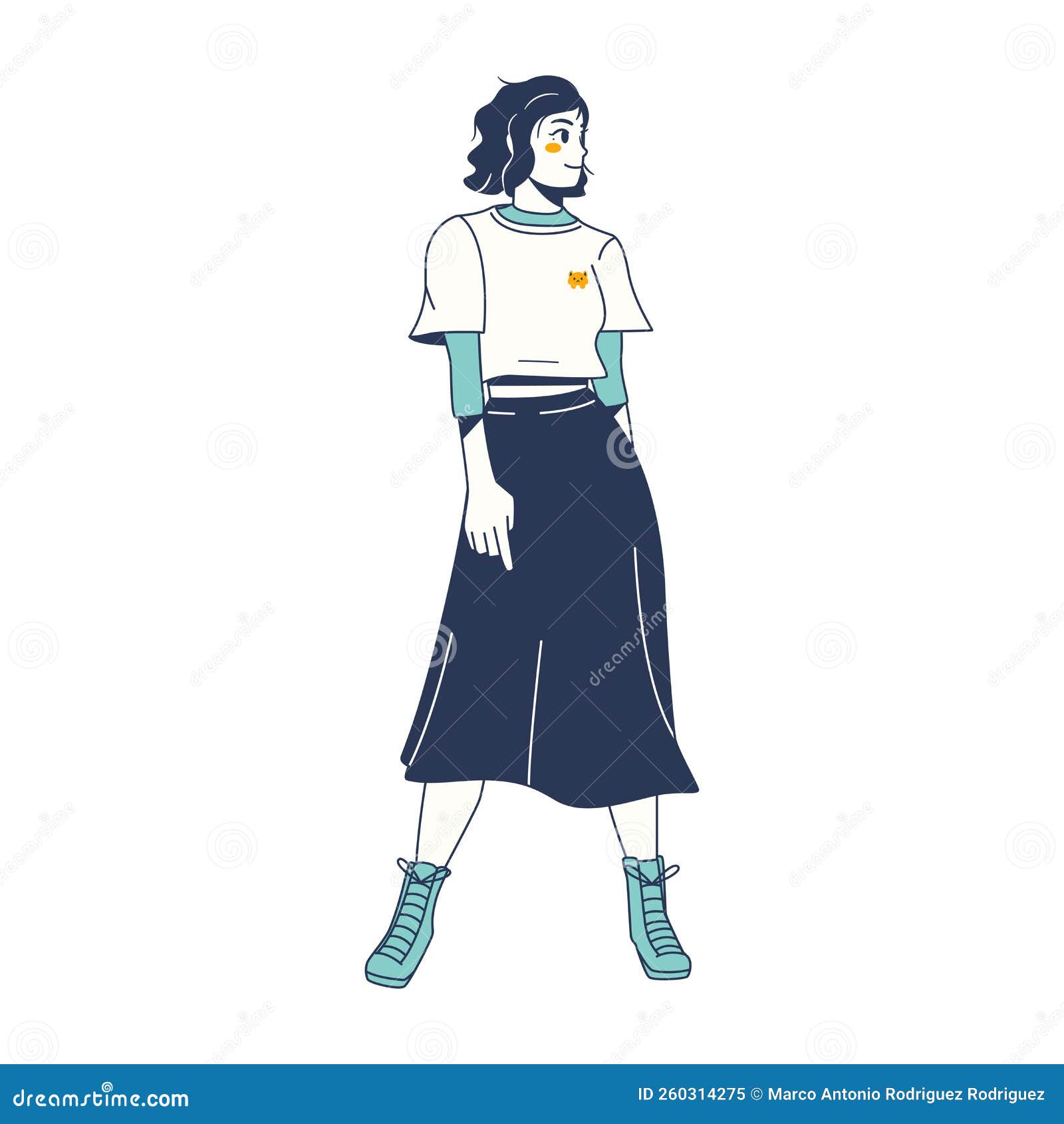 Isolated Monochrome Young Female Character Vector Stock Vector ...