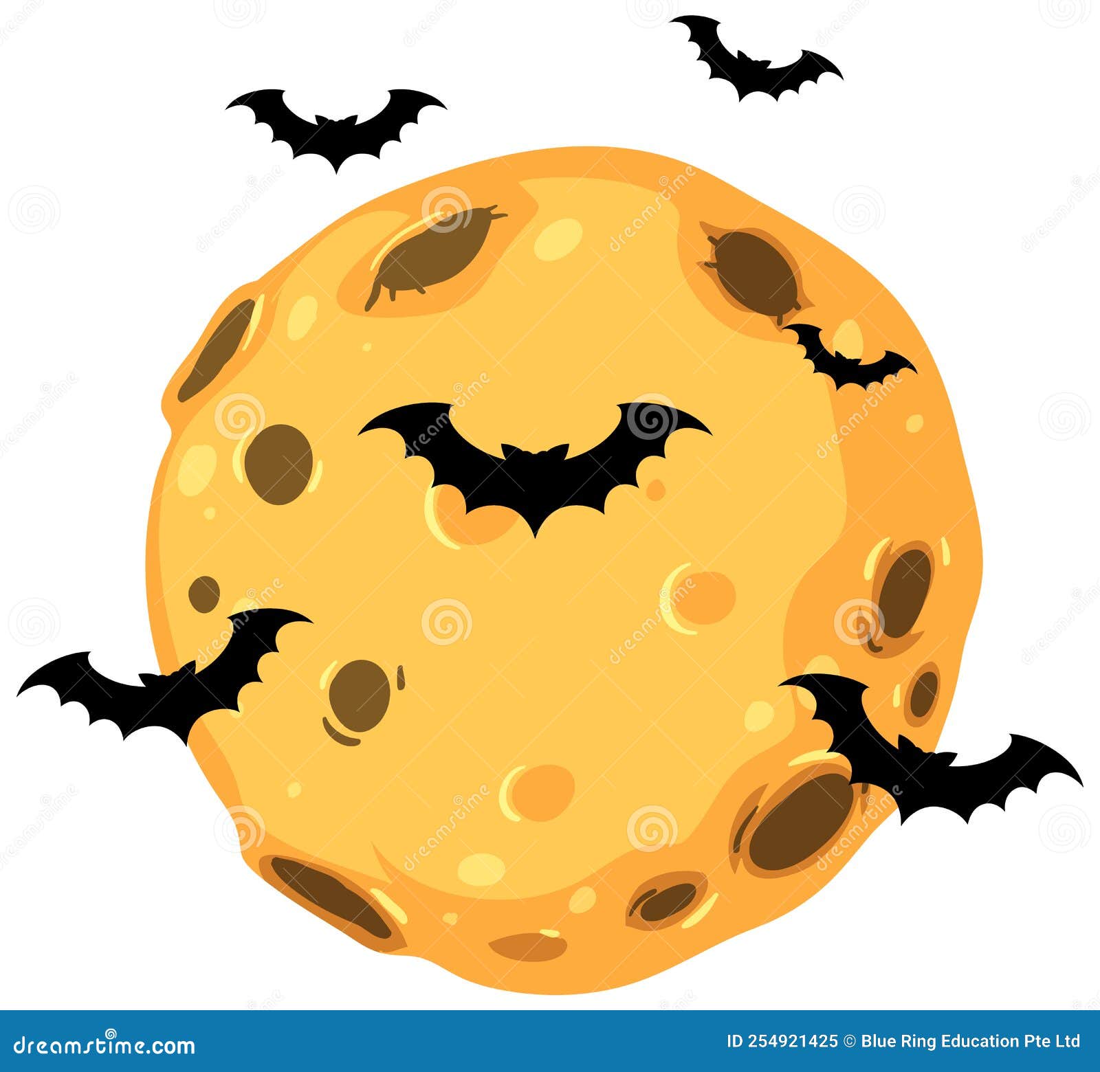 Isolated Moon with Bats on White Background Stock Vector - Illustration ...