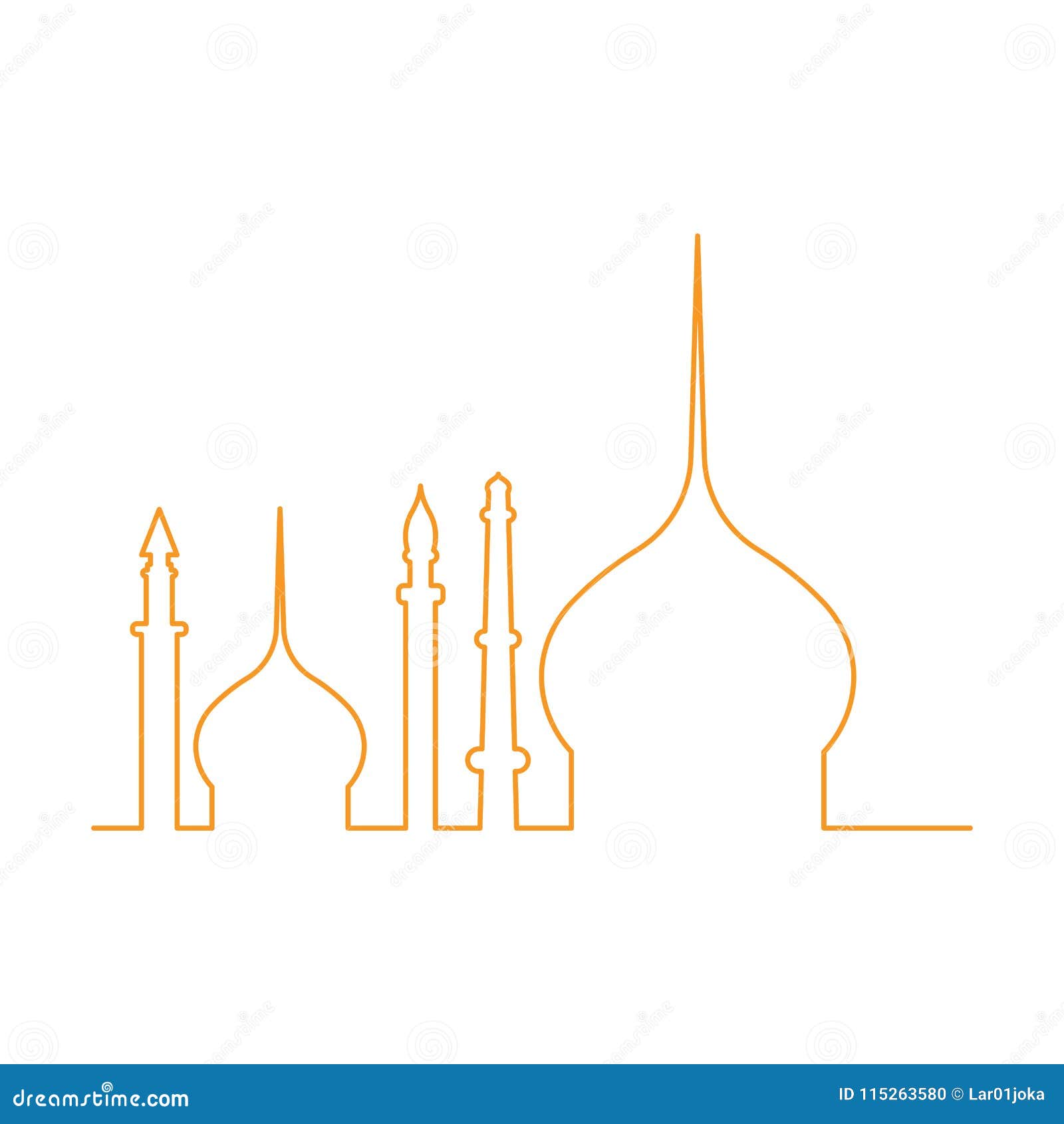 Isolated mosque outline stock vector. Illustration of east - 115263580
