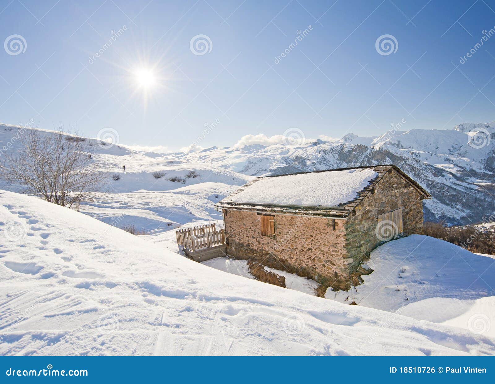 Isolated Mountain Hut in the Sun Stock Photo - Image of hill, remote ...