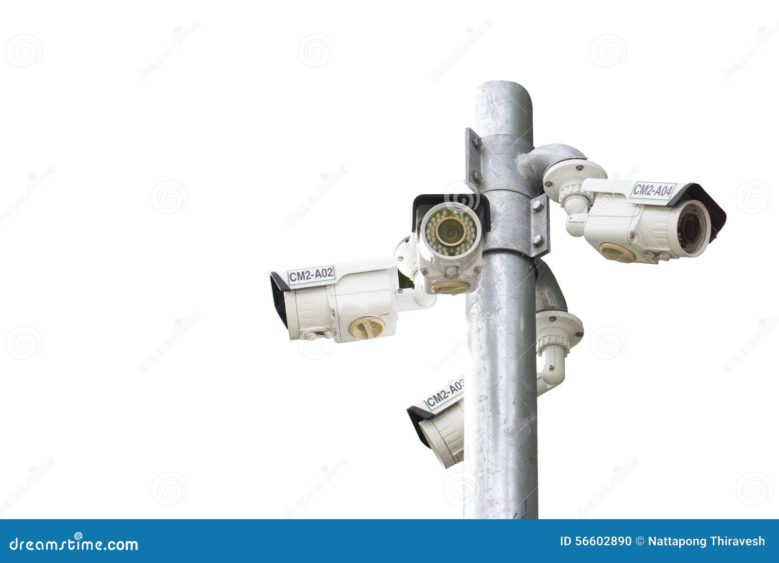 Isolated of Multiple Angle Outdoor CCTV Camera on the Pole Stock Photo ...