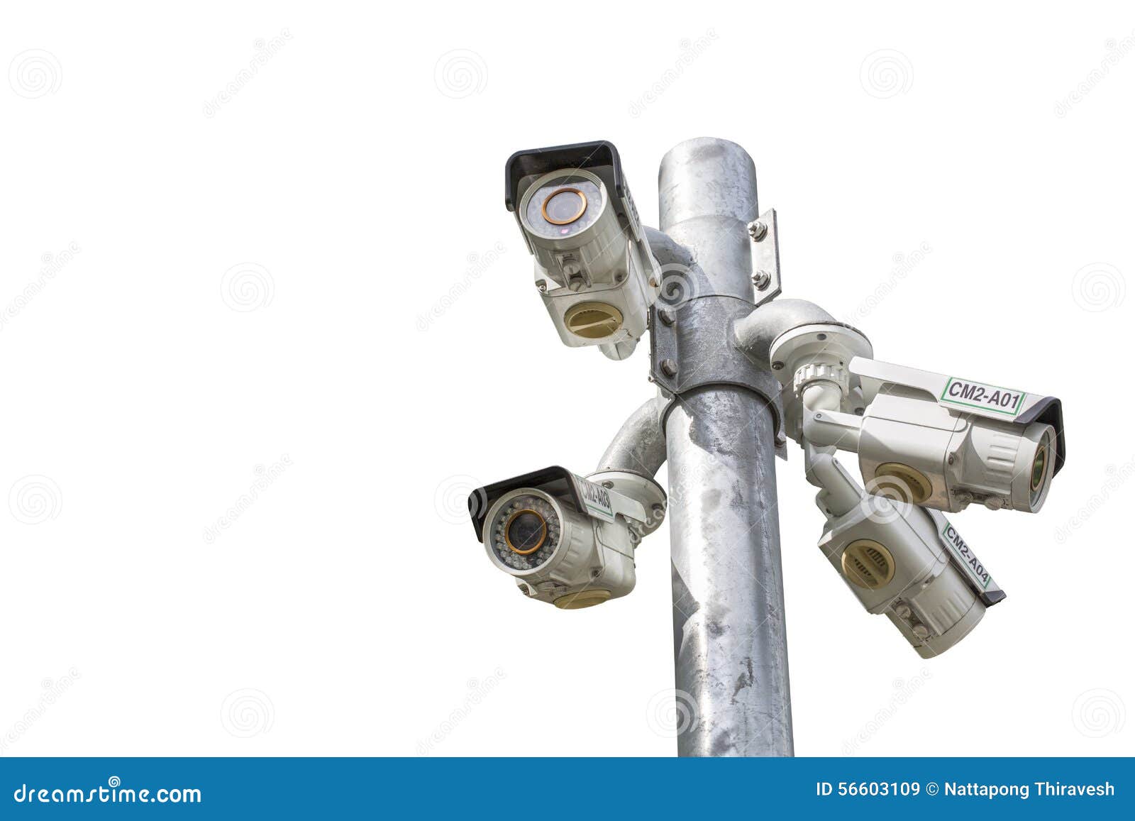 Isolated of Multiple Angle Outdoor CCTV Camera on the Pole Stock Image ...
