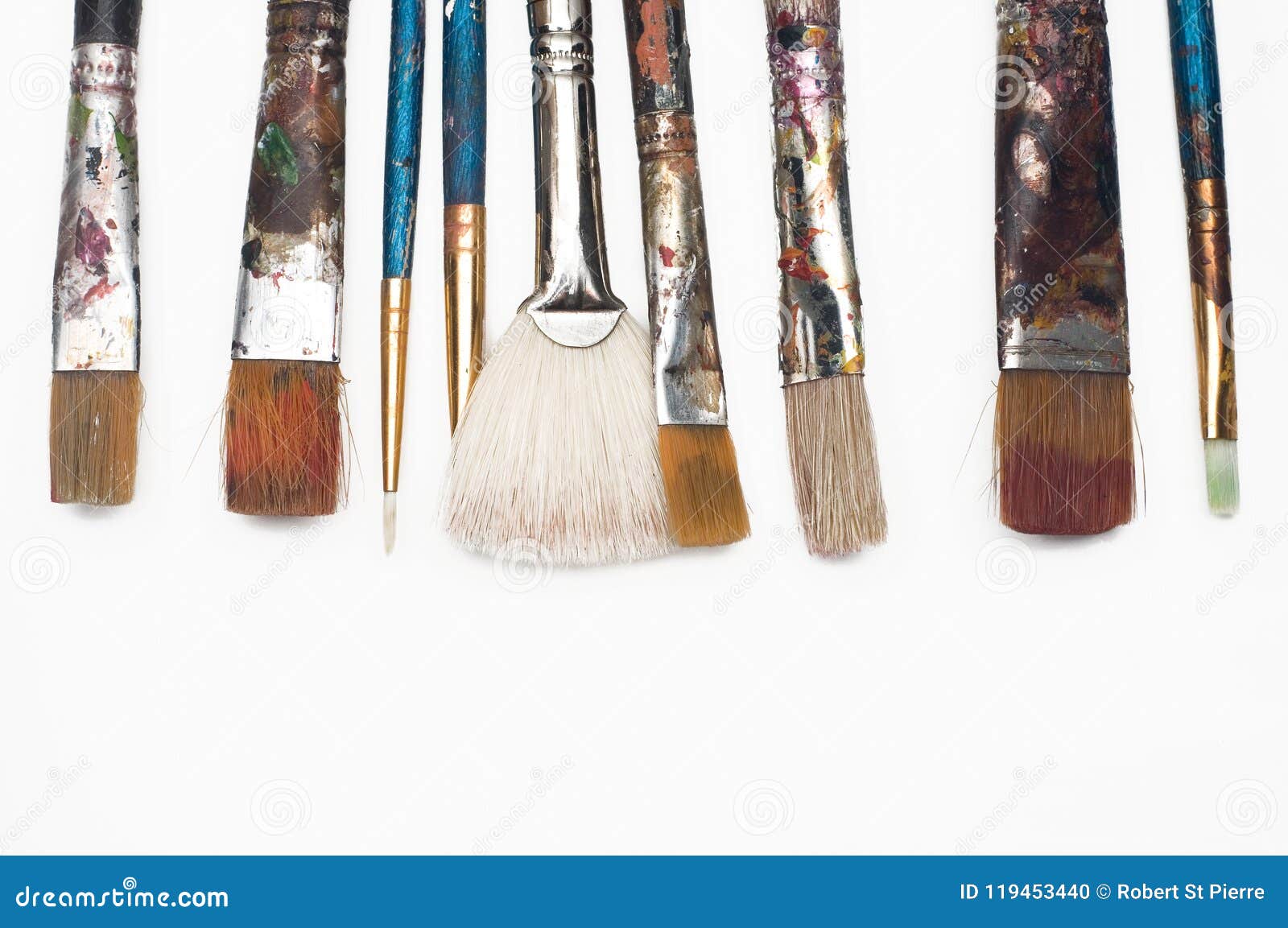 Isolated Multiple Used Paint Brushes Stock Photo - Image of object ...