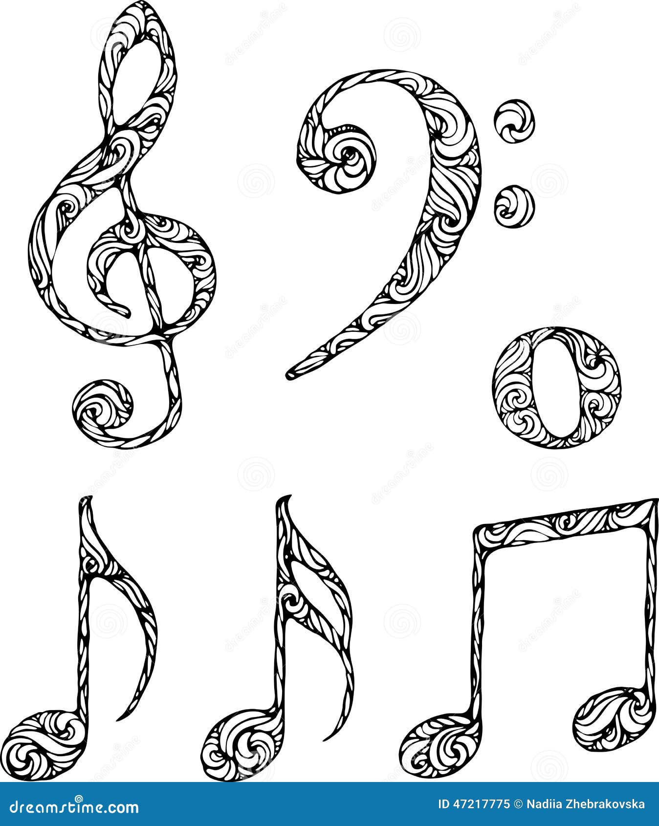 Isolated Musical Symbols with Abstract Pattern Stock Vector ...
