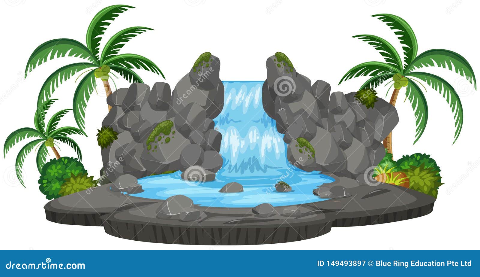 An Isolated Nature Waterfall Stock Vector - Illustration of rock, clip ...