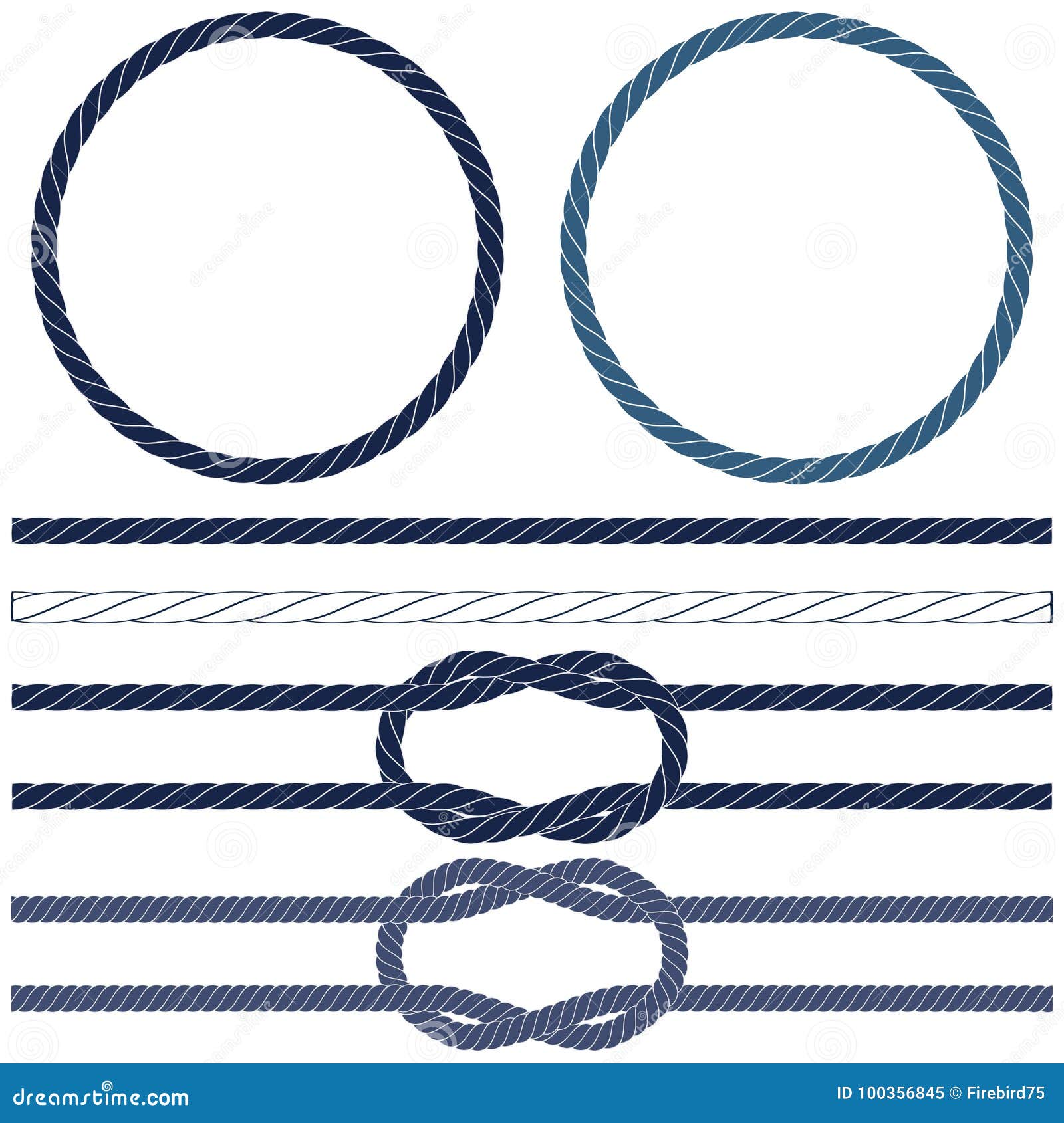 Navy Rope And Marine Knots Striped Seamless Pattern In Blue And White ...