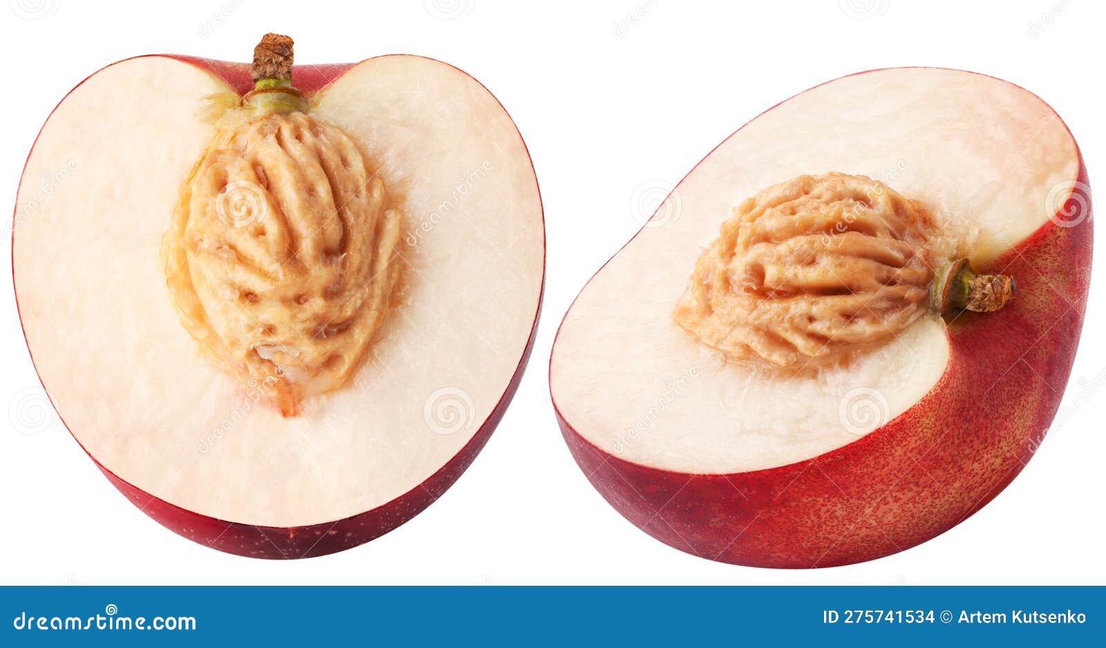 Isolated Nectarines. Two Nectarine Slices Isolated on White Background ...