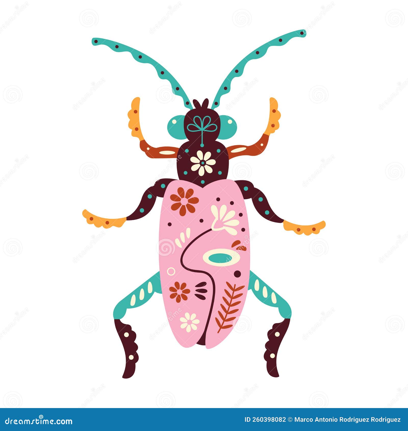 Isolated Neutral Colored Cockroach Bug with Patterns Vector Stock ...