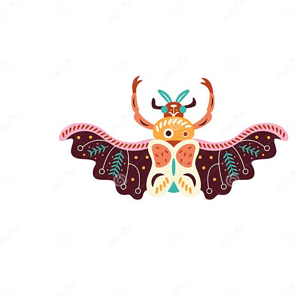 Isolated Neutral Colored Moth with Patterns Vector Stock Vector ...