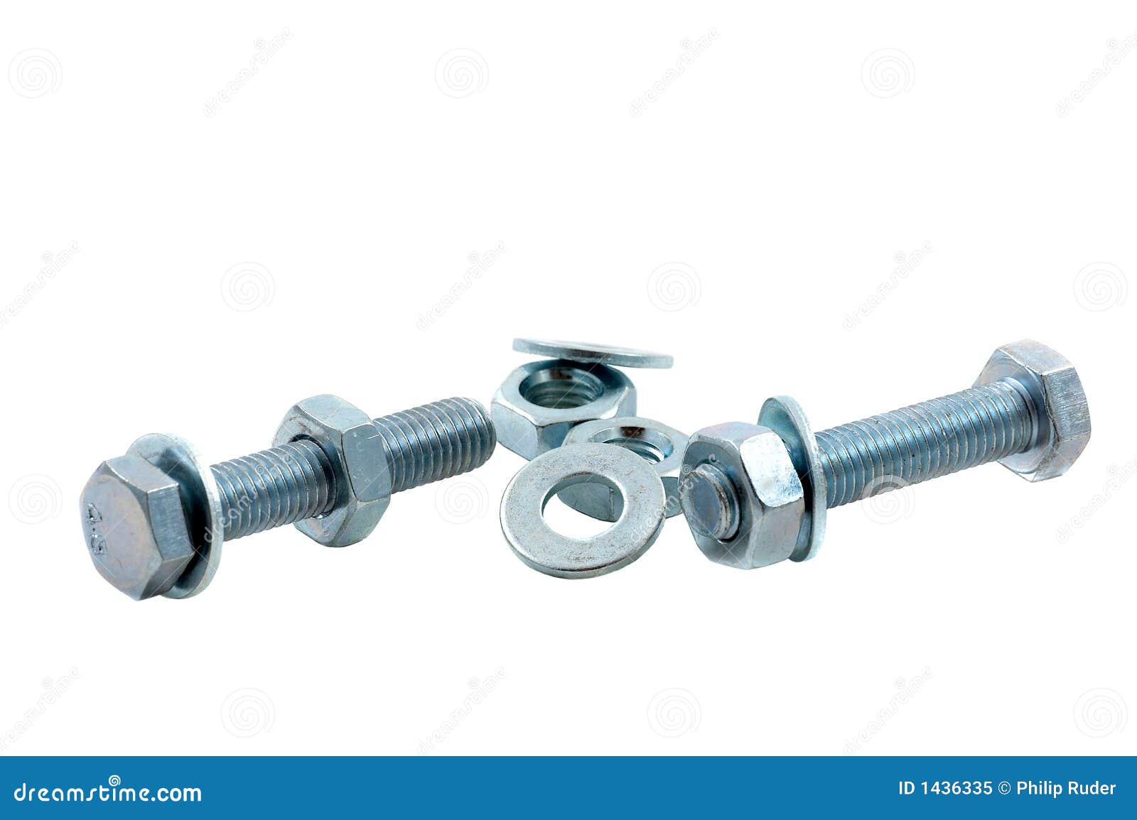 Isolated Nuts and Bolts stock image. Image of bolts, nuts - 1436335