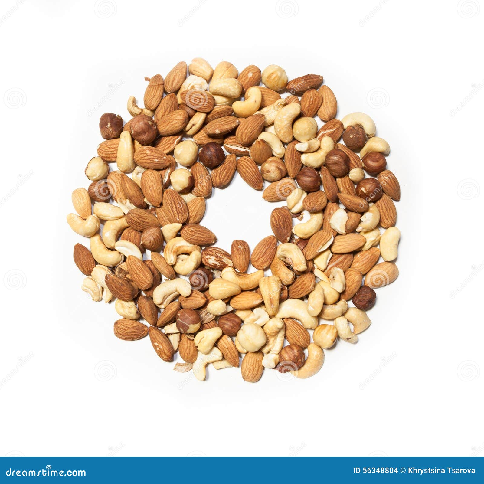 Isolated nuts circle stock photo. Image of nosh, food - 56348804