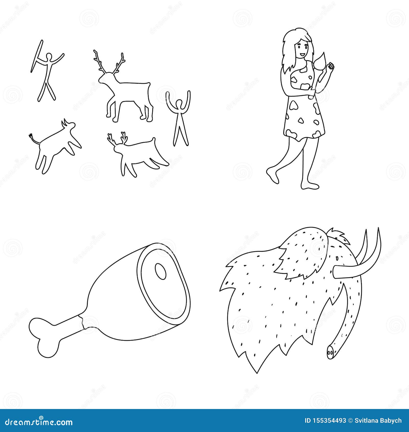 Vector Illustration of Ancient and Primitive Logo. Set of Ancient and ...