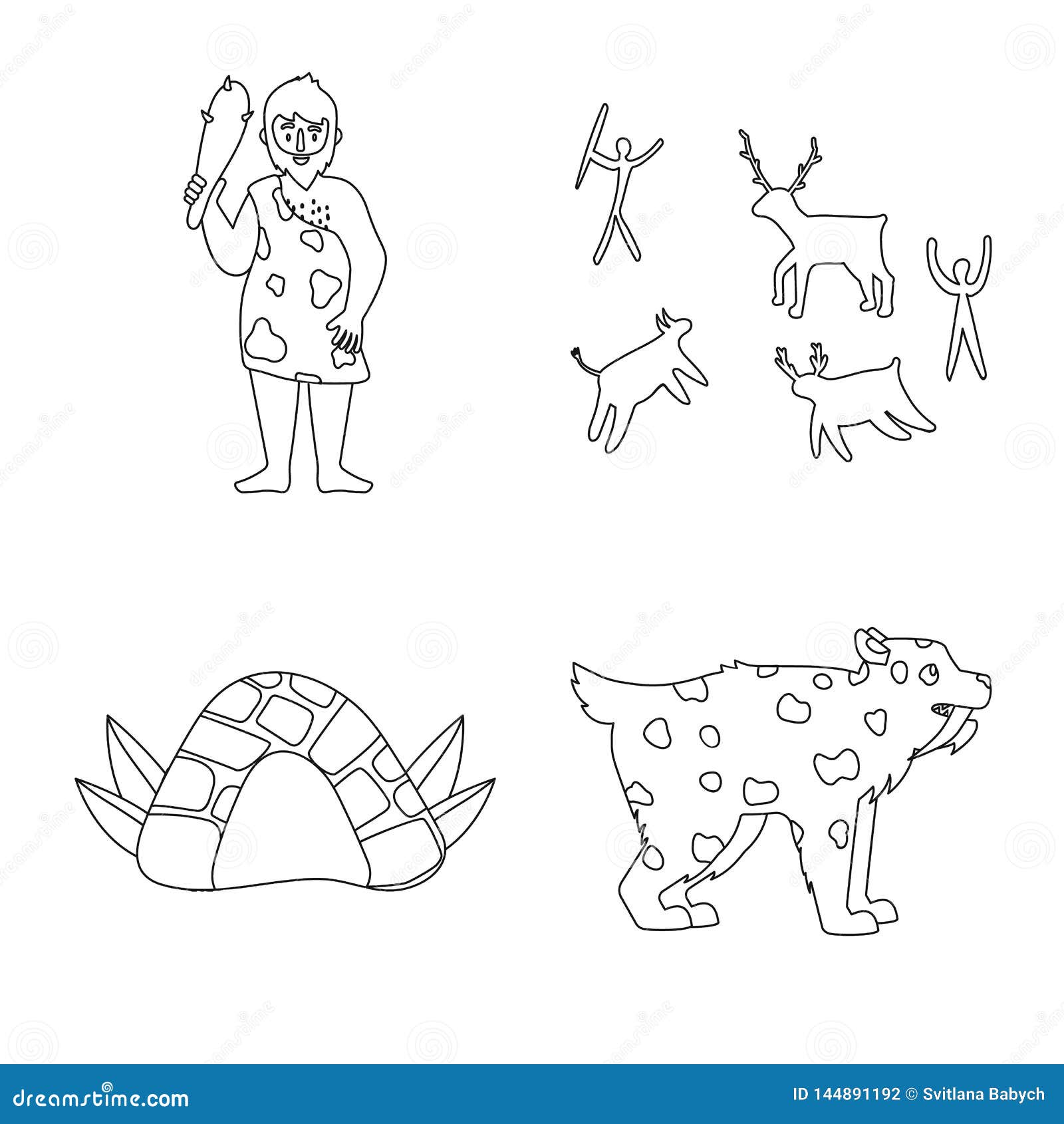 Vector Illustration of Ancient and Primitive Symbol. Set of Ancient and ...